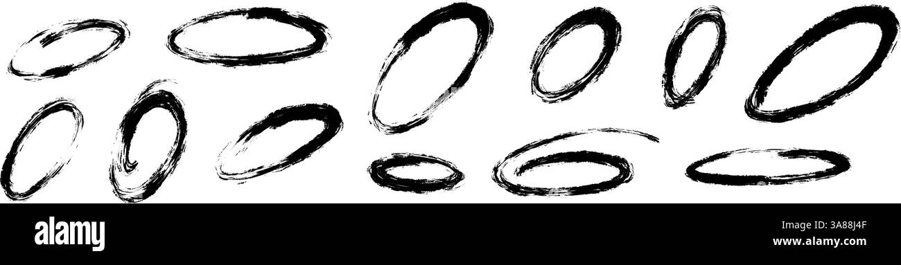 Hand drawn oval and circular doodle lines with brush, pen, and marker ...