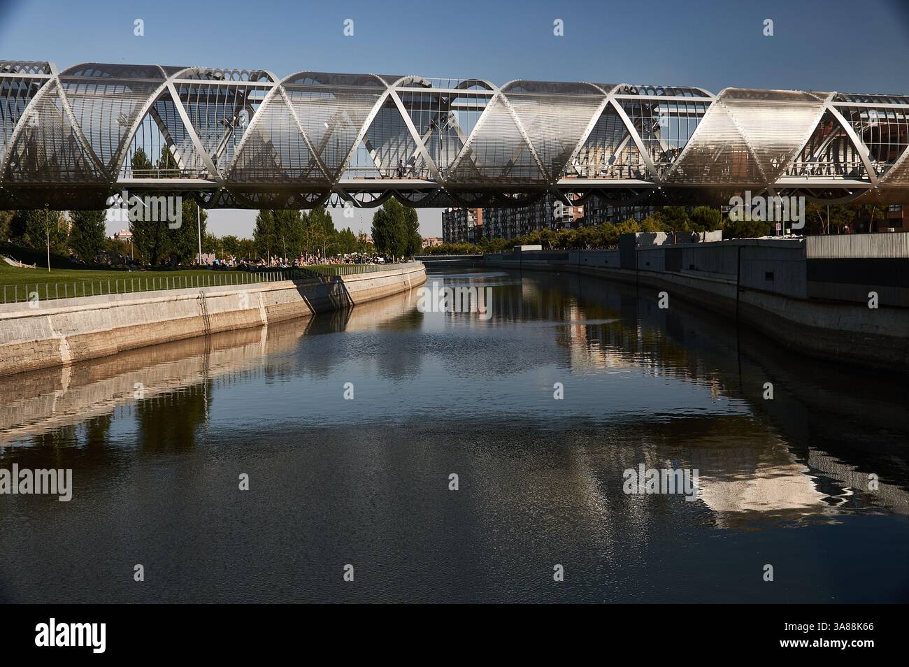 The modern Arganzuela Bridge in Madrid, Spain, a stunning piece of ...