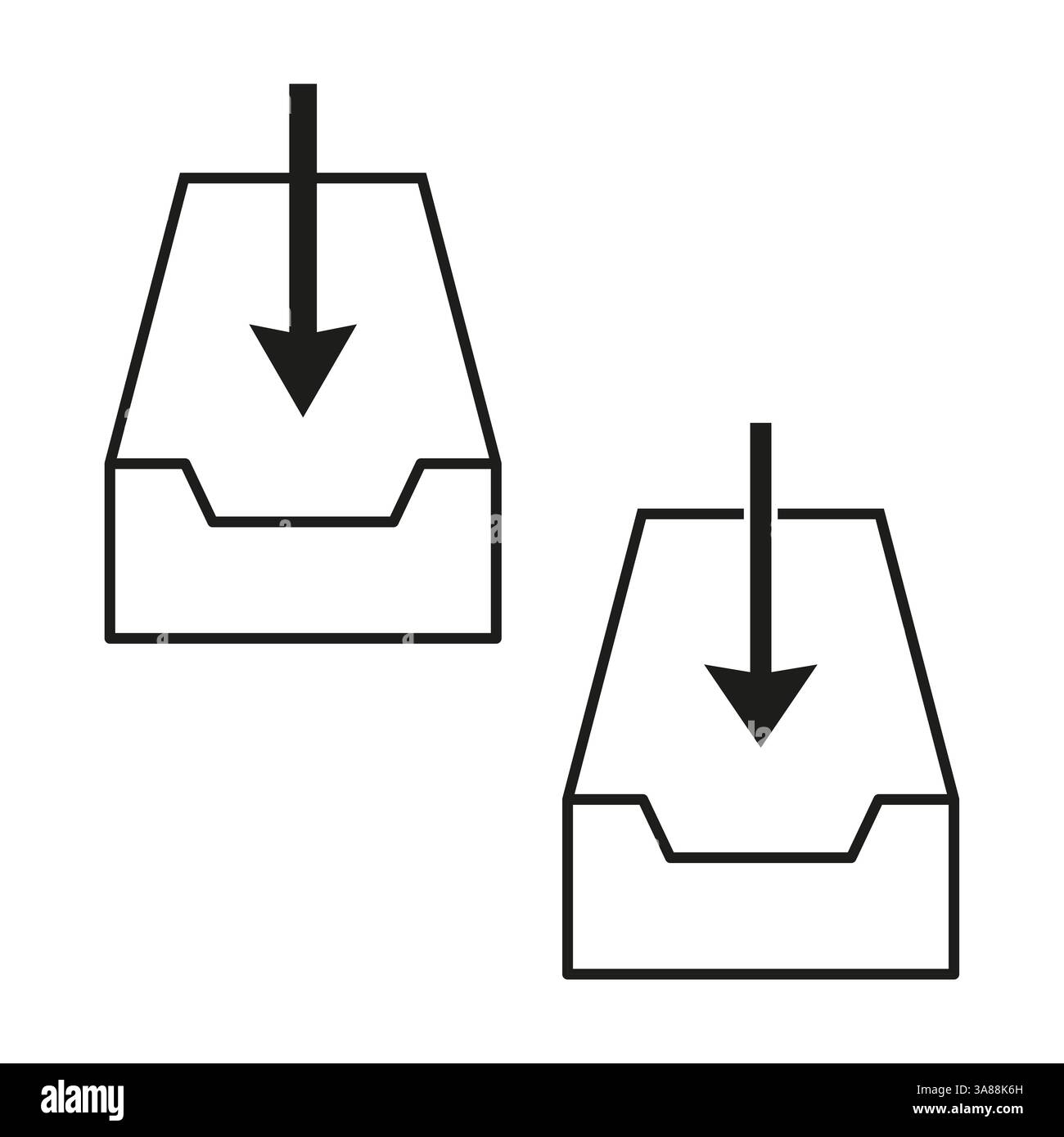 Inbox icon. Arrow down symbol. Document storage graphic. Black outline style Stock Vector Image ...
