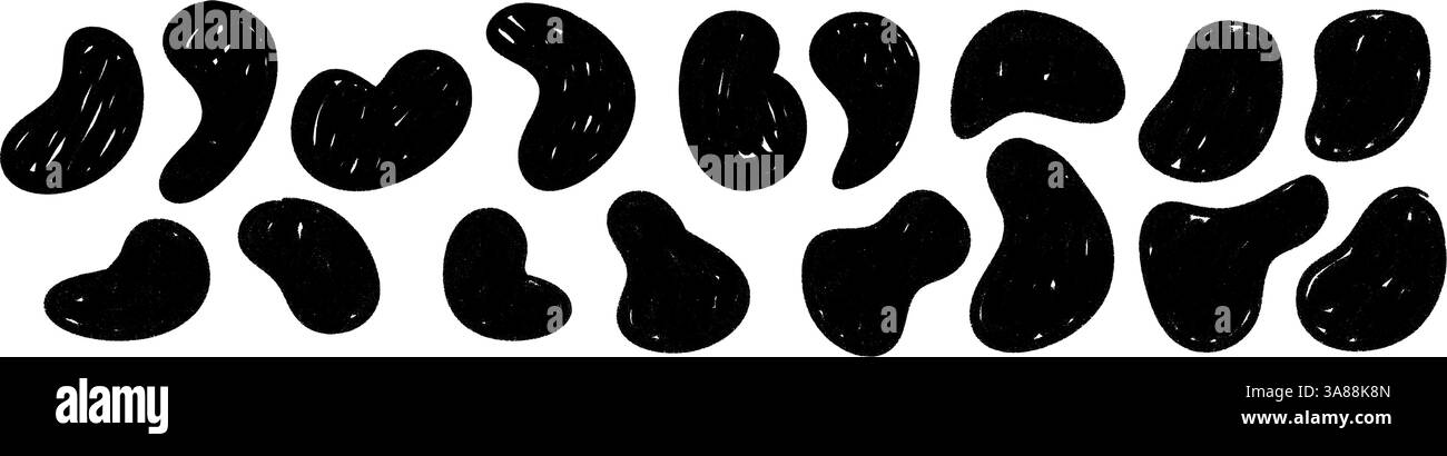 Organic irregular blobs with fluid splat shapes. Random abstract stains ...