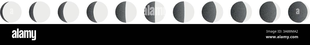 Lunar moon phases with crescent, full, and half cycle, celestial night ...