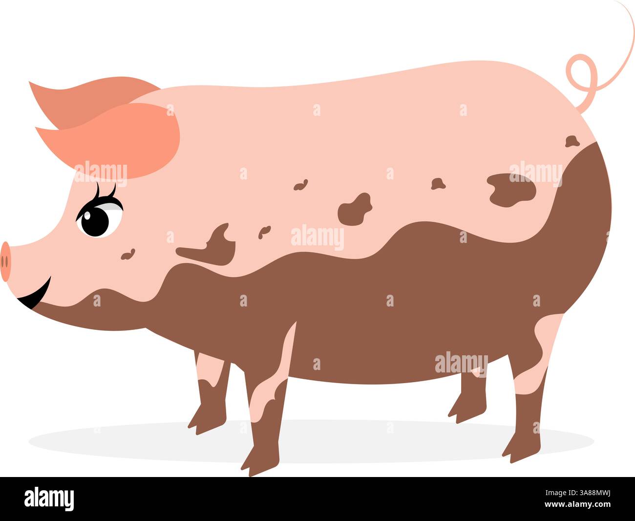 Farm Animals. Cute farm. Cute dirty pig on a white background ...