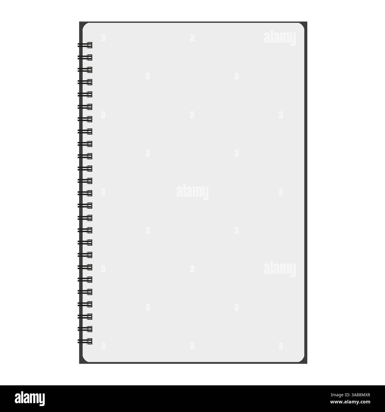 Notebook icon. Blank white page. Spiral binding. Office stationery ...