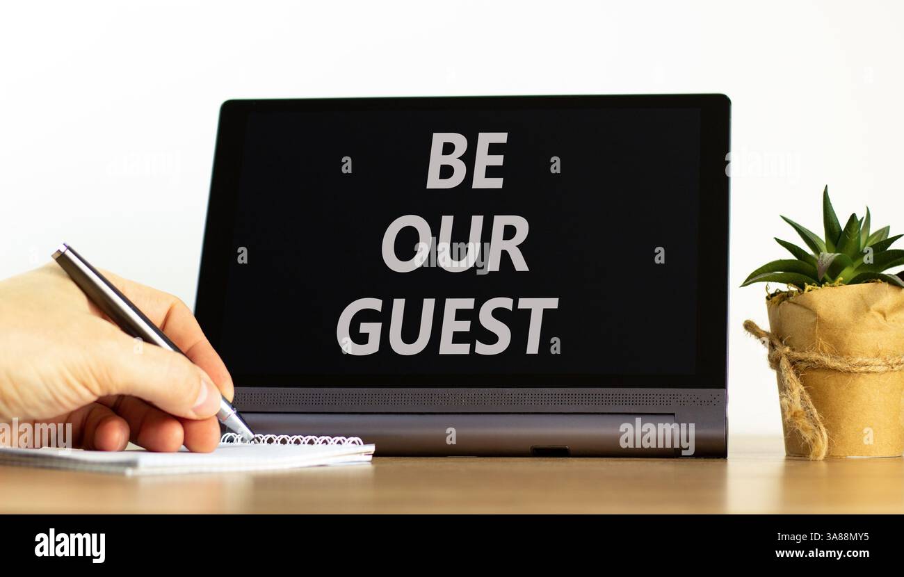 Be our guest symbol. Concept words Be our guest on beautiful black ...