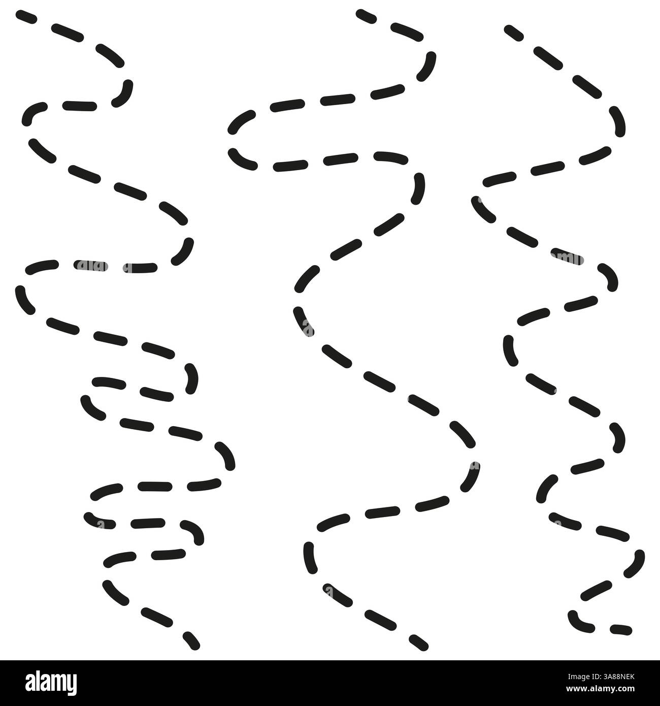 Dotted line icons. Abstract wavy paths. Black minimal patterns. Creative motion shapes Stock ...