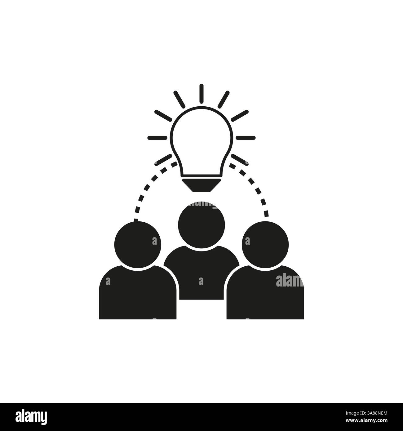 Teamwork icon. Light bulb symbol. Collaboration concept graphic. Black ...