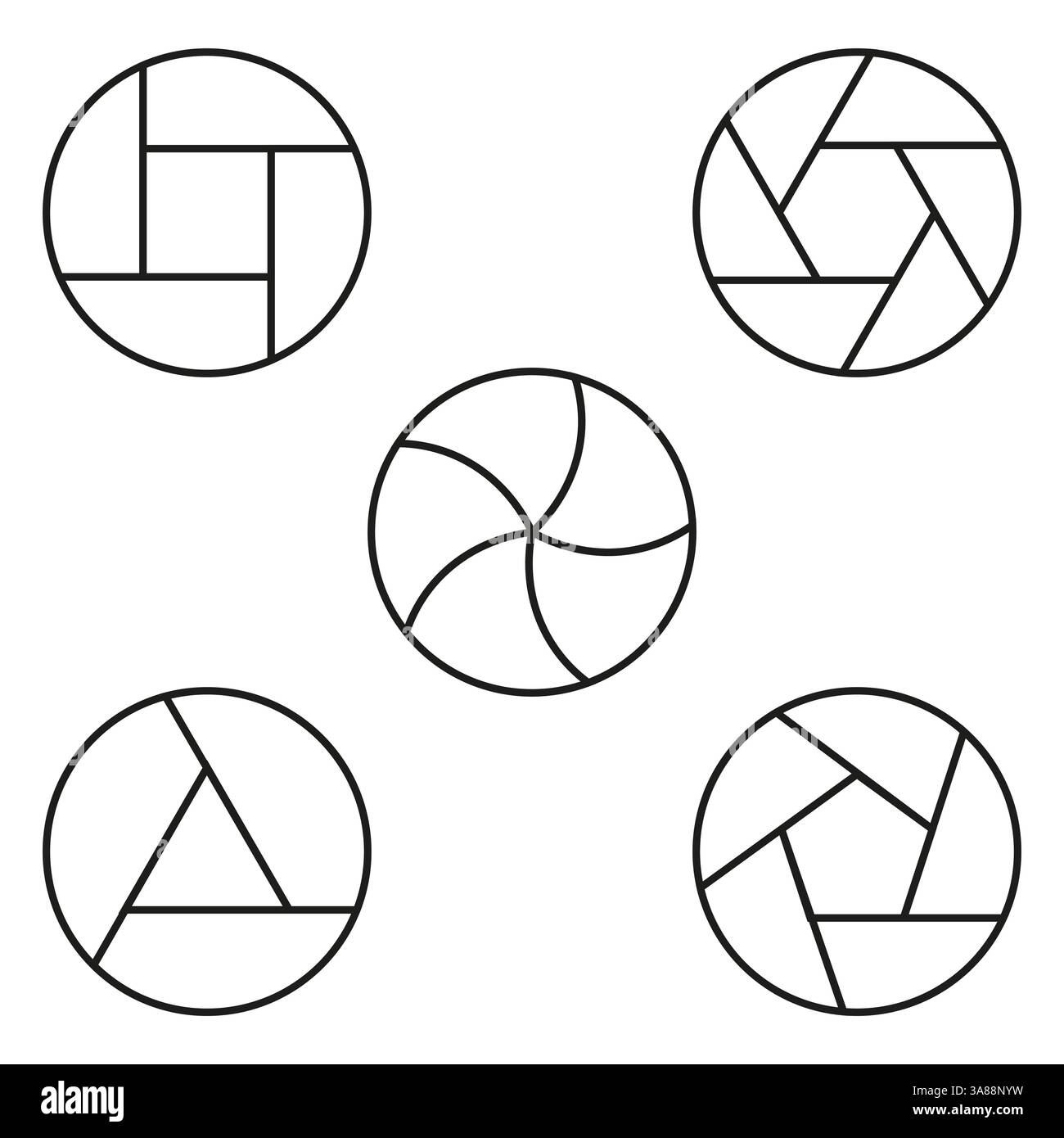 Geometric circle icons. Abstract round designs. Symmetrical line ...