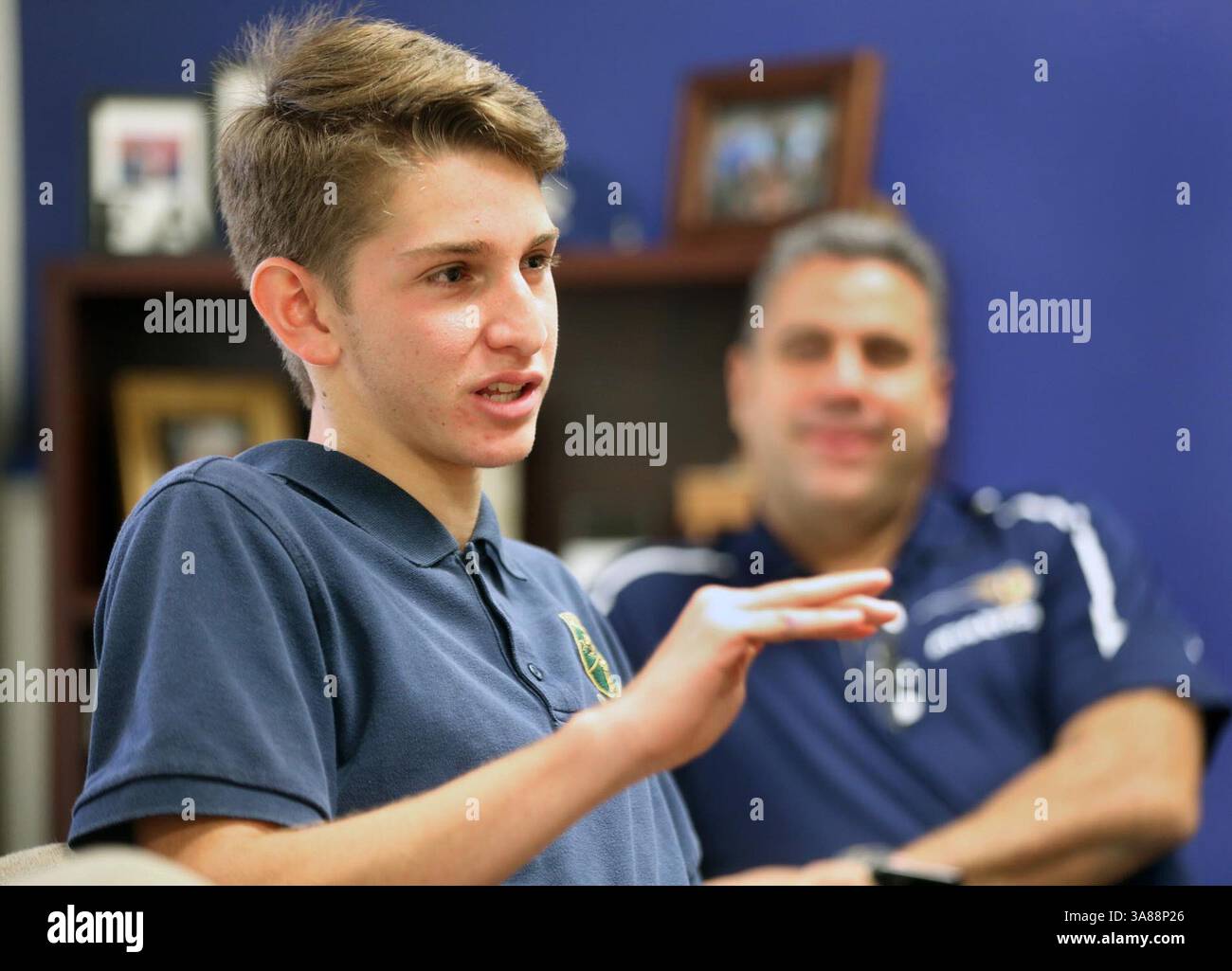 August 25, 2017 - FL, USA - Antonio Bonaduce, an 18-year-old recent arrival from Venezuela ...