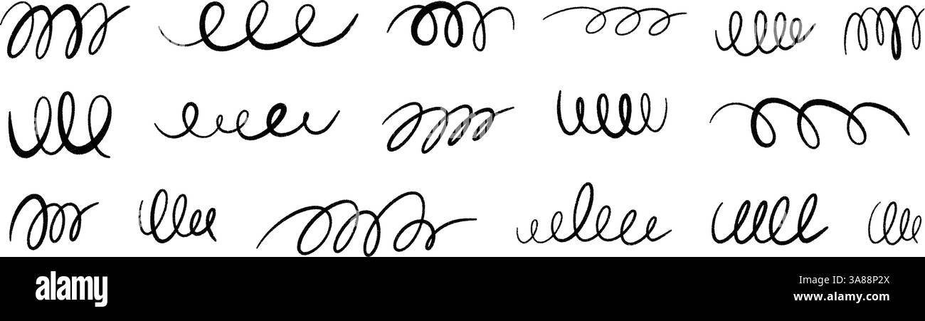 Flexible coil spring spiral. Thin wire curves in bouncing zigzag shapes ...