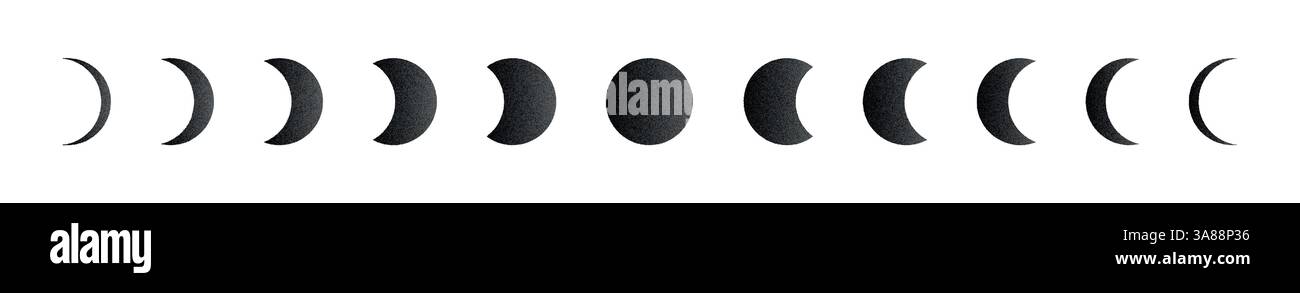 Lunar moon phases with crescent, half, and full cycle, eclipse ...