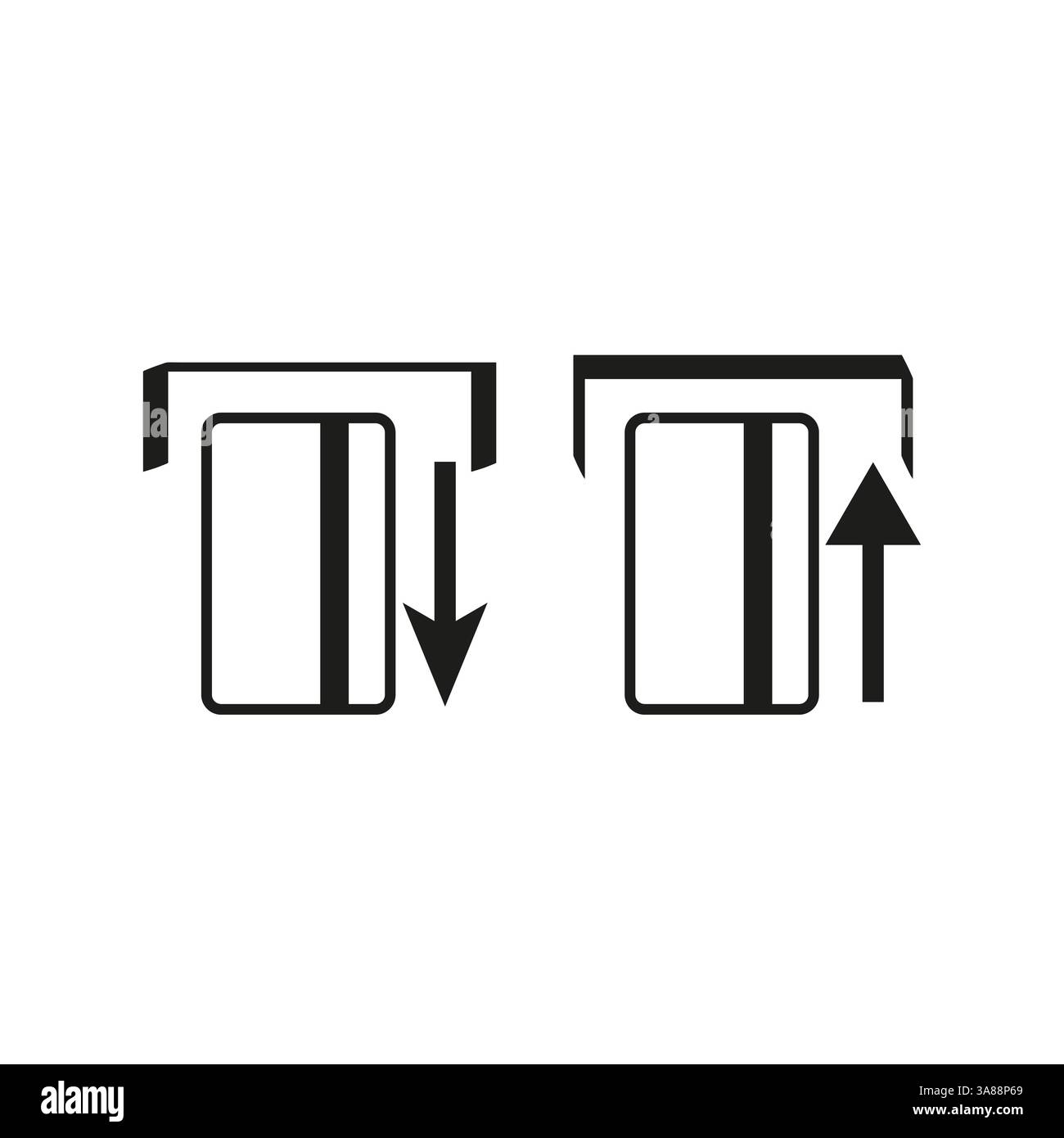 Card insertion icon. Payment orientation symbol. Arrow direction sign ...