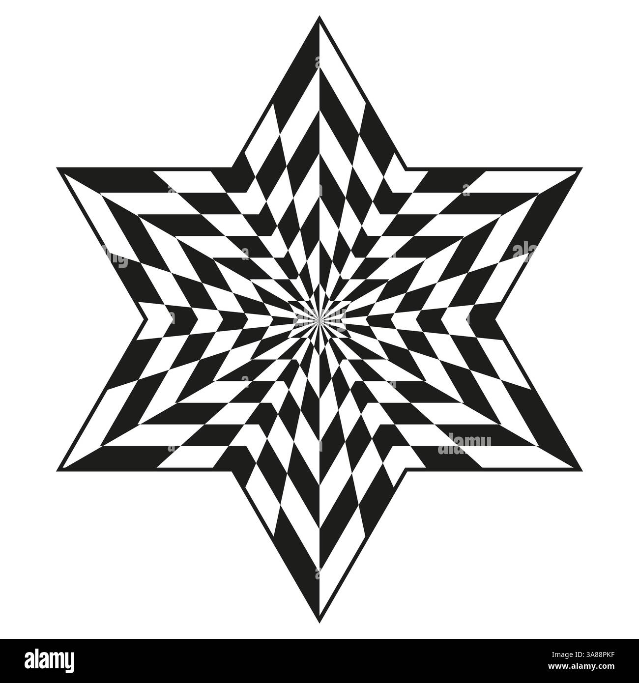 Optical illusion star. Black and white. Geometric vector design. Bold ...
