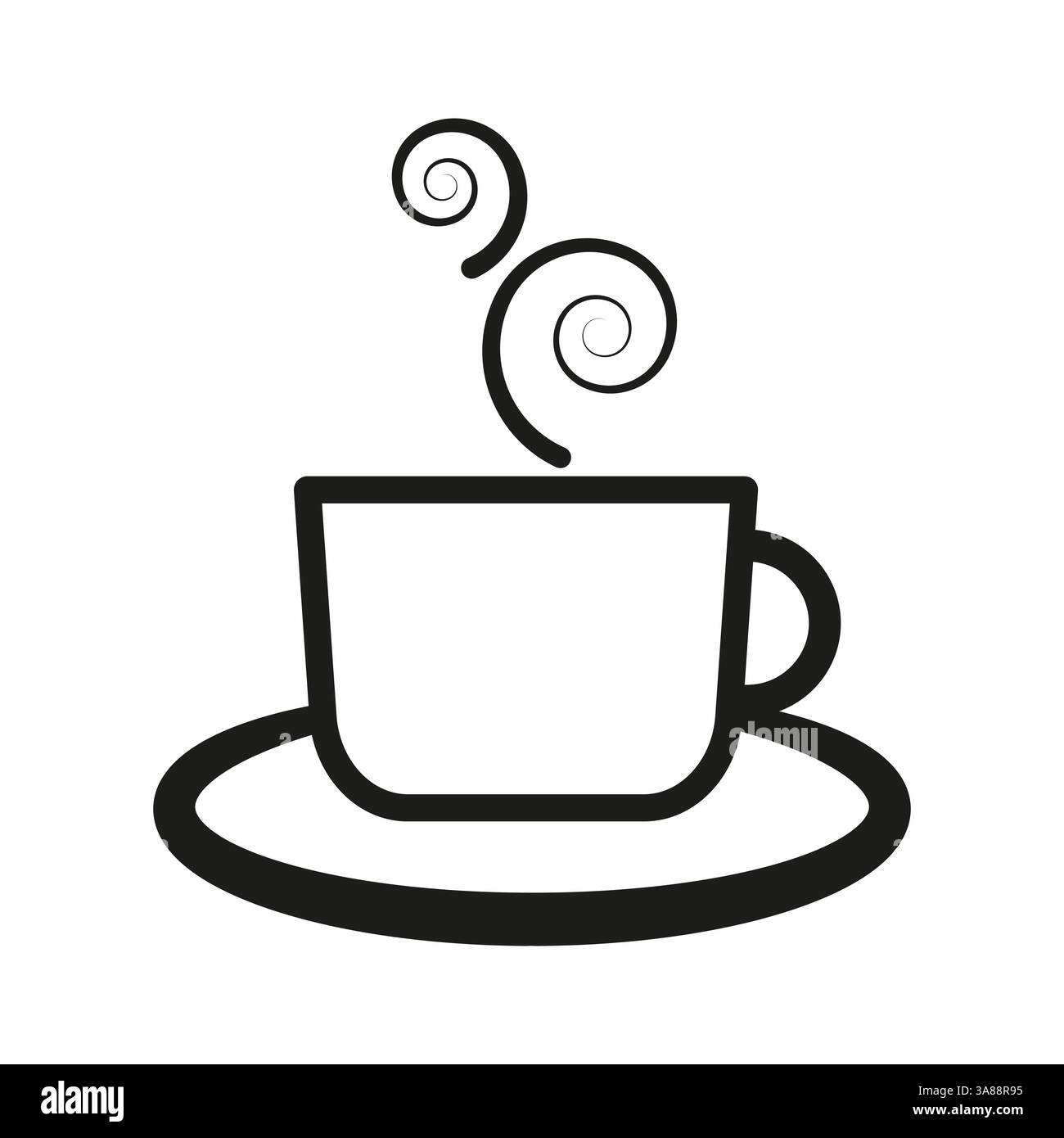 Steaming cup icon. Black spiral steam. Coffee break symbol. Vector ...