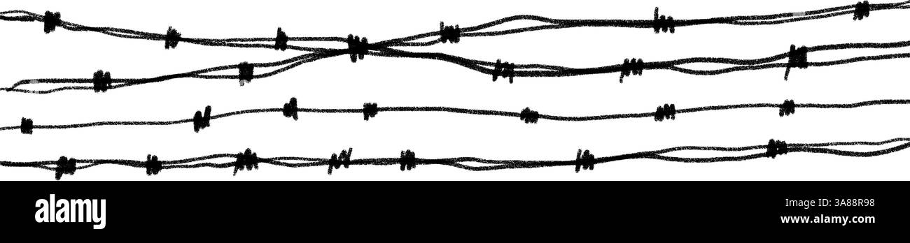 Barbed wire fence silhouette, military trench border wall. Battlefield ...