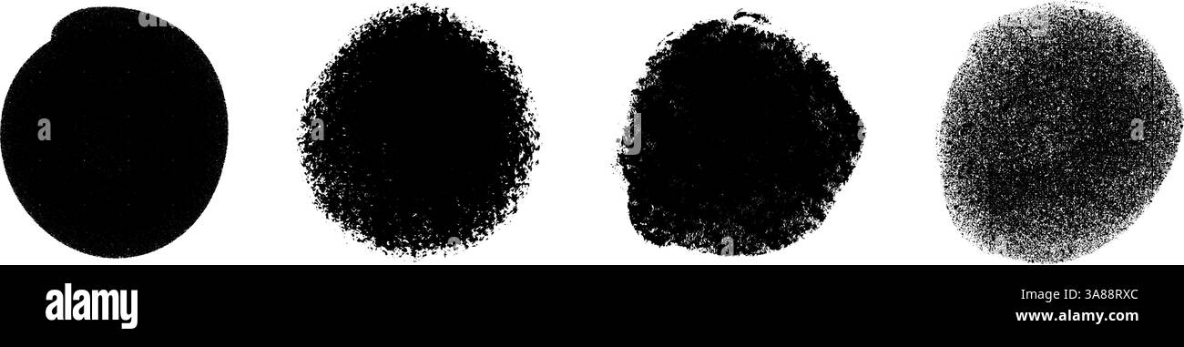 crayon texture round grunge brush. Circular paint splashes in crayon ...