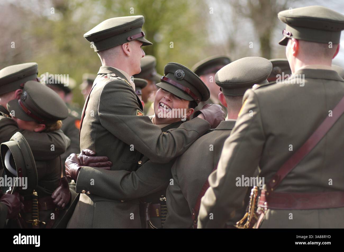 Members of the Defence Forces celebrate after the commissioning ...