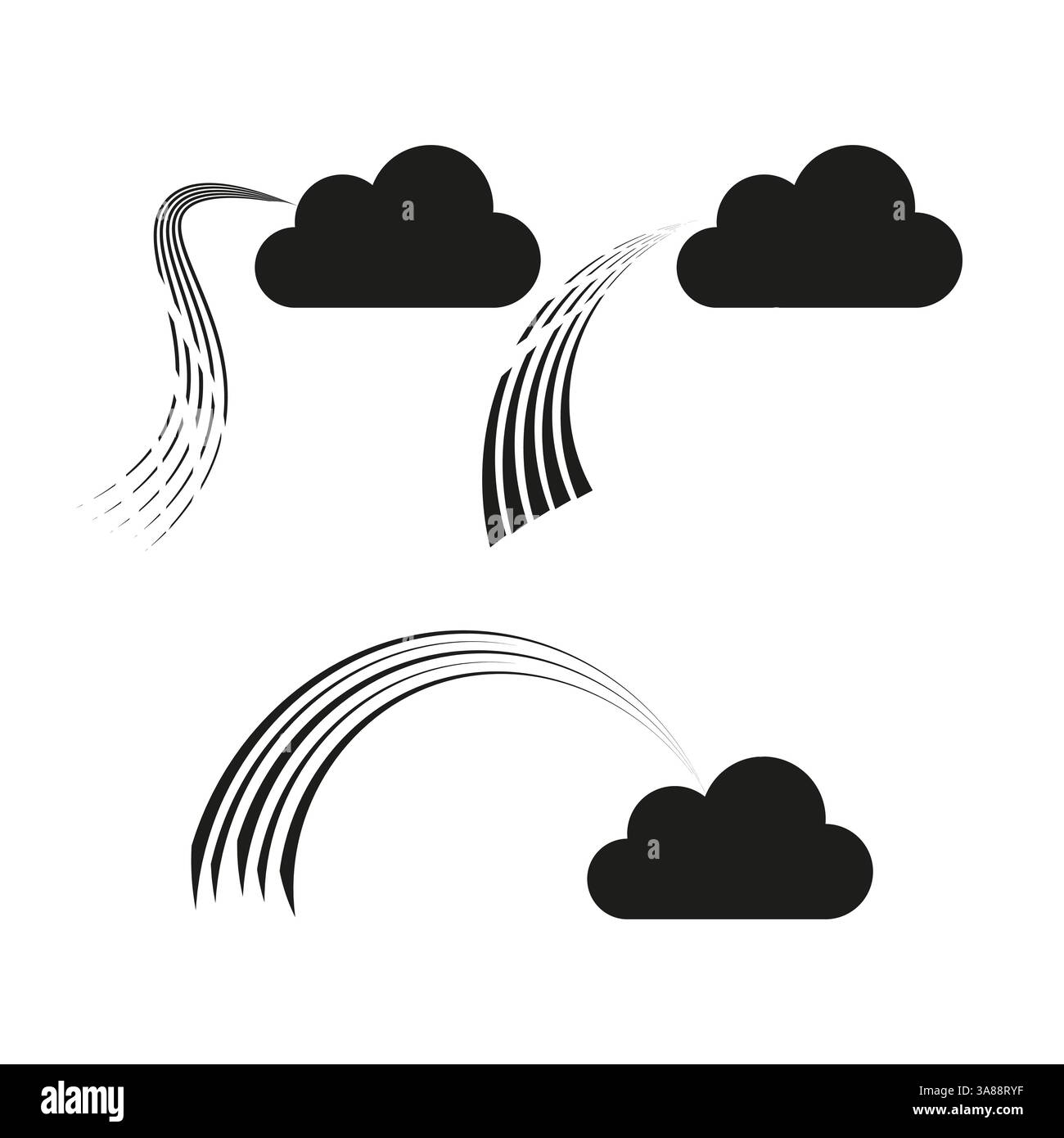 Cloud diagonal flow. Abstract weather pattern. Dynamic sky shape. Black ...