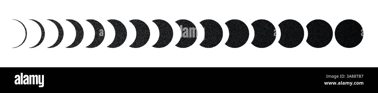 Lunar moon phases with crescent, half, and full cycle, celestial night ...