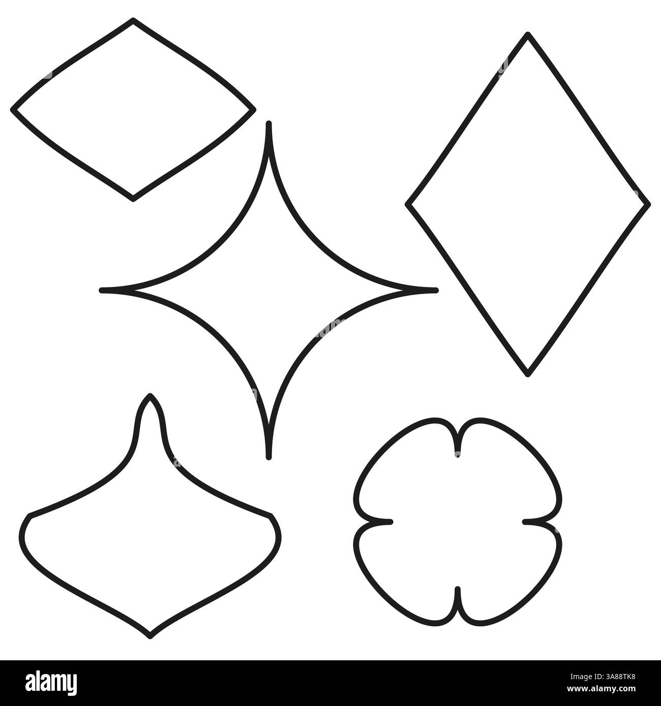 Abstract Geometric Shapes Black Line Designs Symmetrical Creative Forms Vector Outline