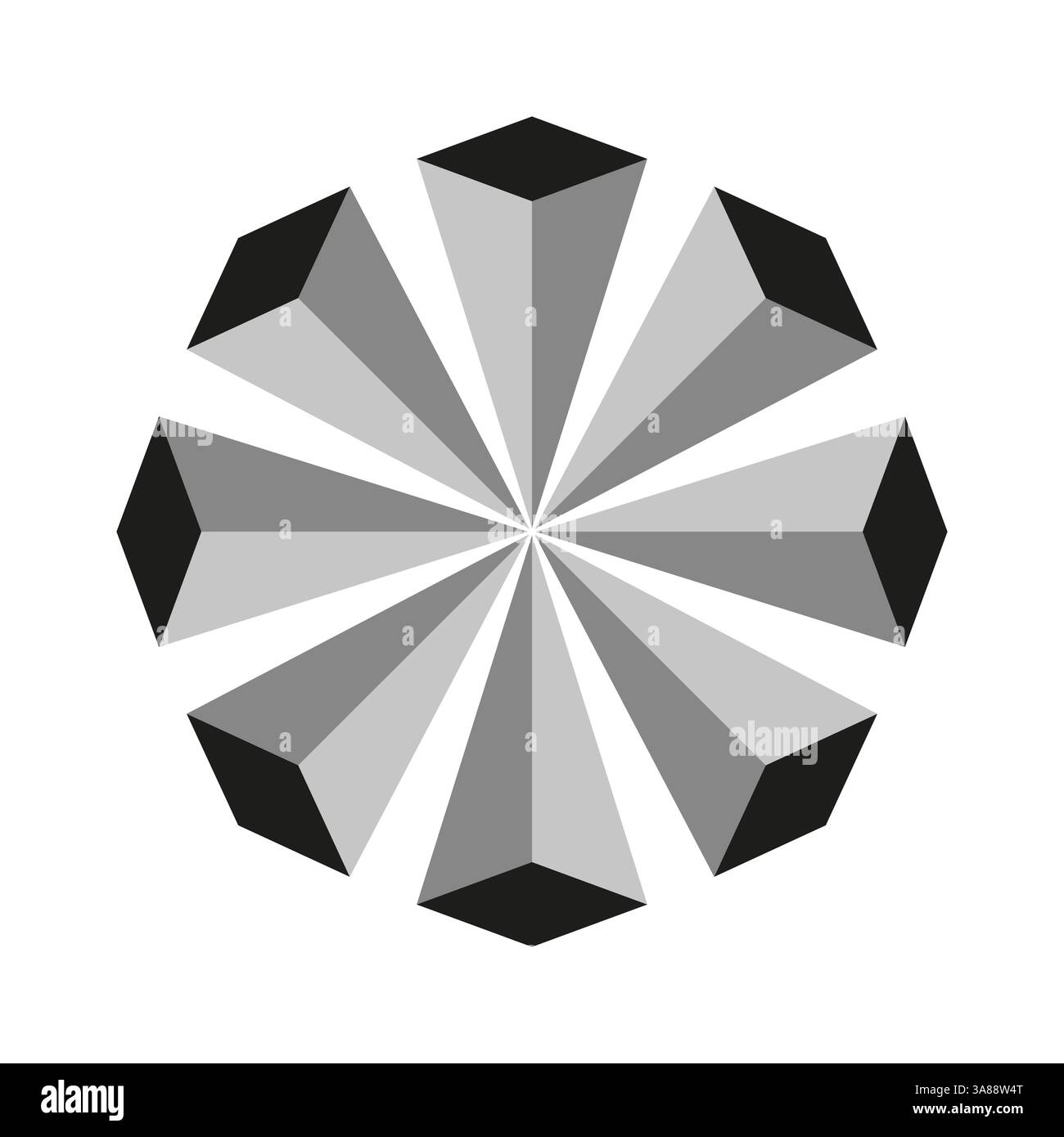 Radial star design. Abstract black geometry. Symmetrical pointed shape ...