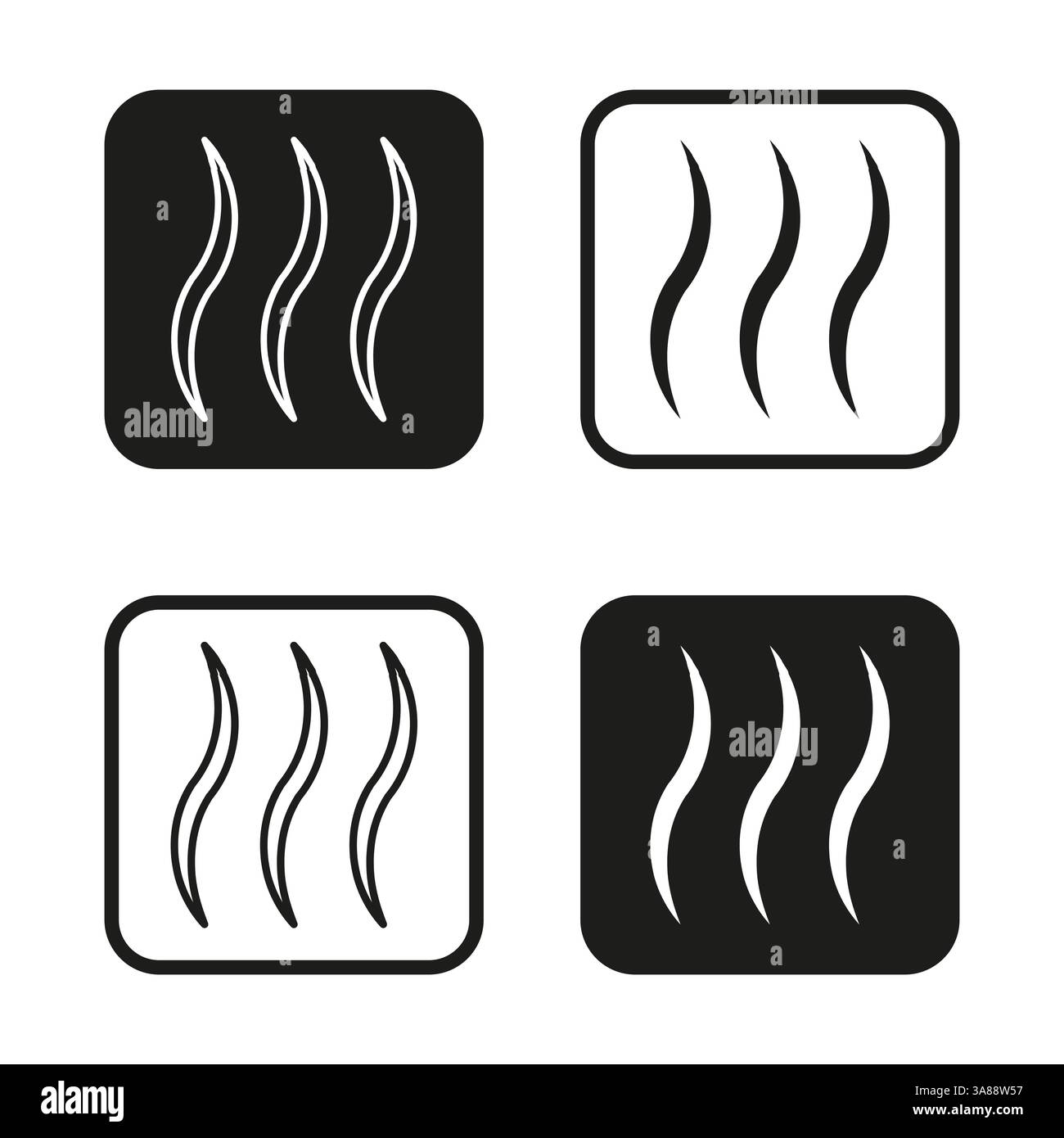 Heating icon. Warm air symbol. Simple heat indicator. Black and white ...