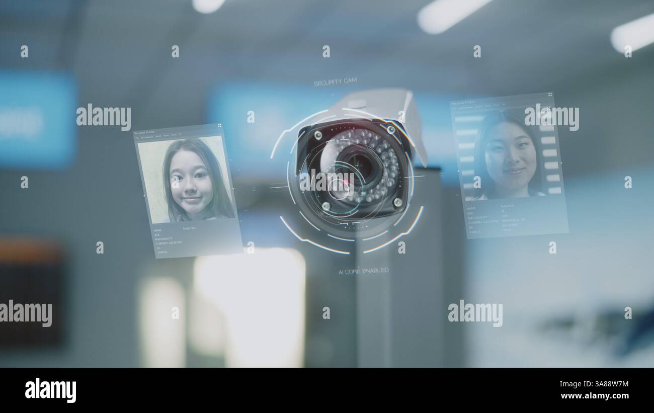 Advanced Airport Security System: Close Up of CCTV Camera with AI ...