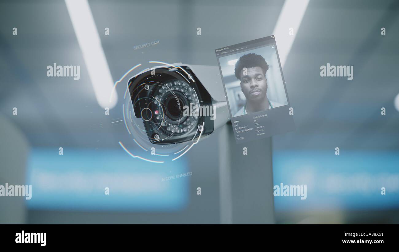 Advanced Airport Security: Close Up of Security Camera with Automatic ...