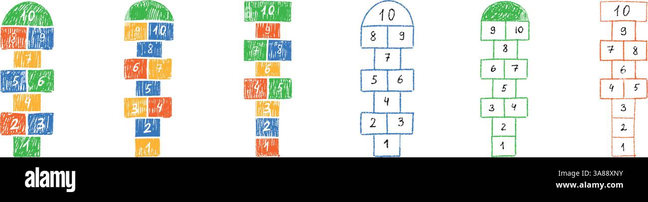 Hopscotch game child, fun outdoor activity for kids. Flat vector ...