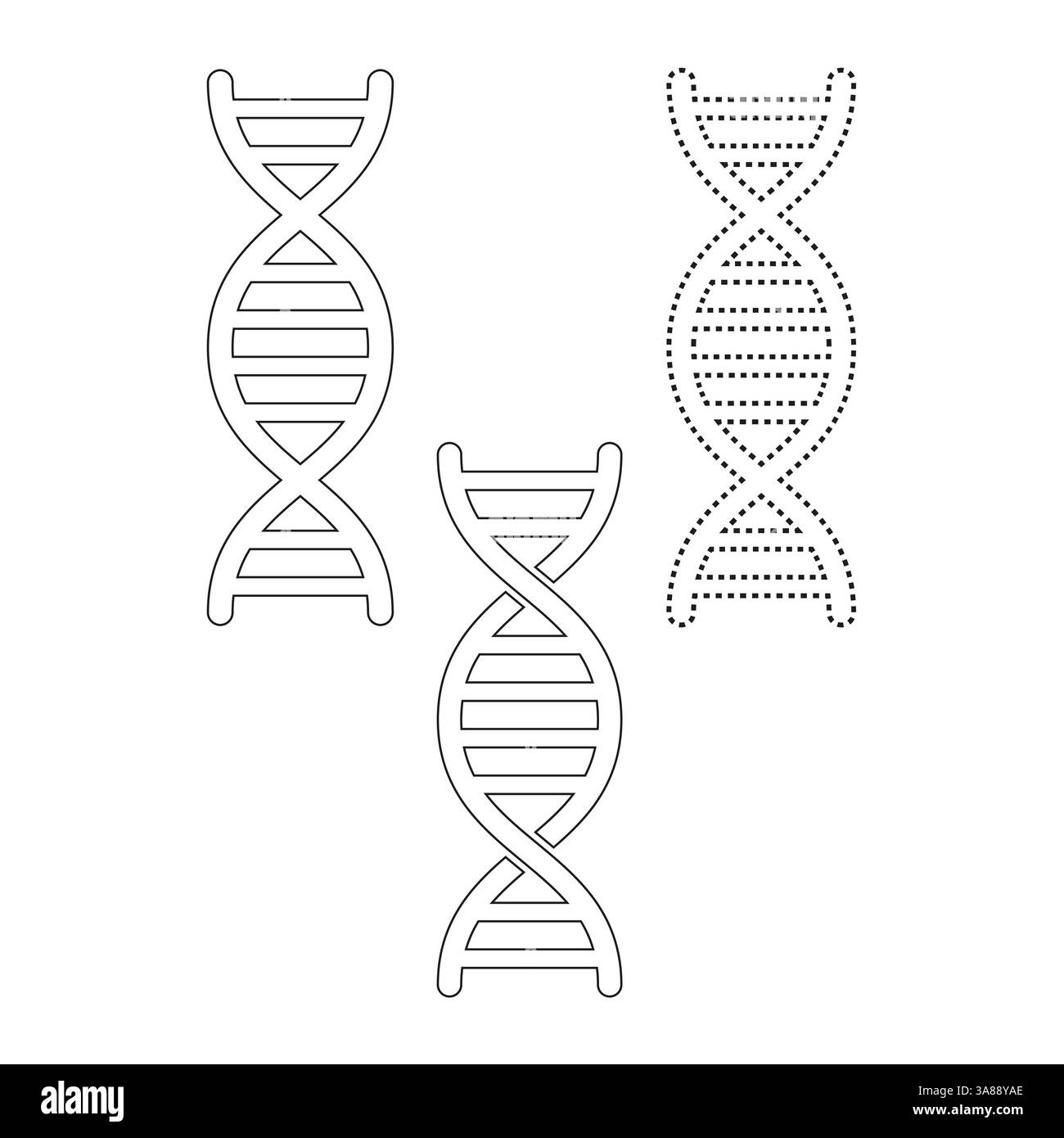 DNA helix icons. Dotted line style. Genetic science symbol. Vector ...