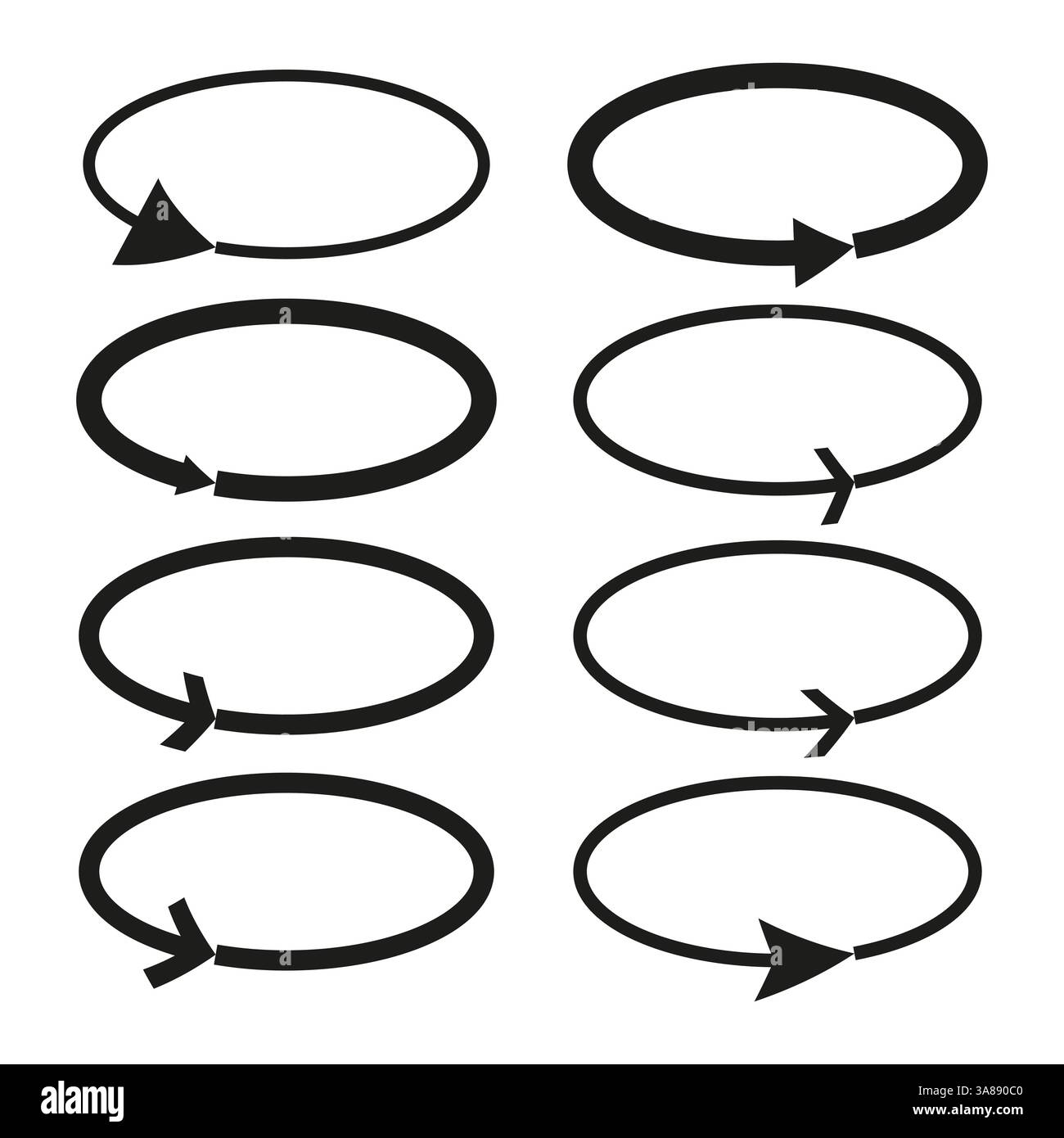 Circular arrow icon. Rotating cycle symbol. Looping motion shape. Dynamic curved design Stock ...