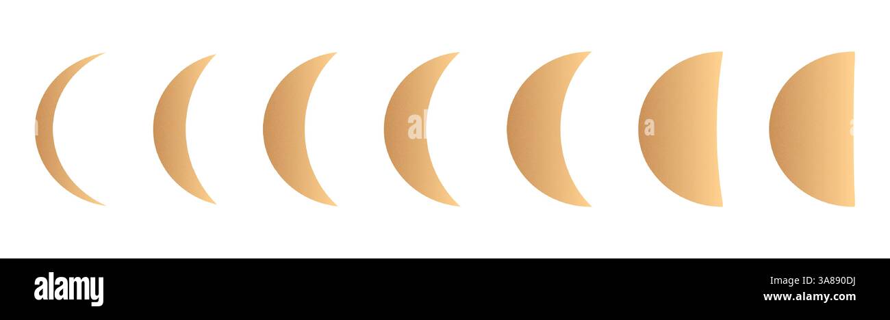 Lunar moon phases with crescent, half, and full cycle, night sky ...