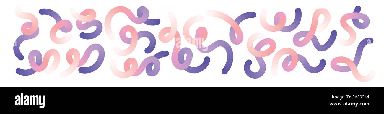 Abstract wavy gradient lines with fluid ribbon shapes, colorful squiggle pattern, geometric ...