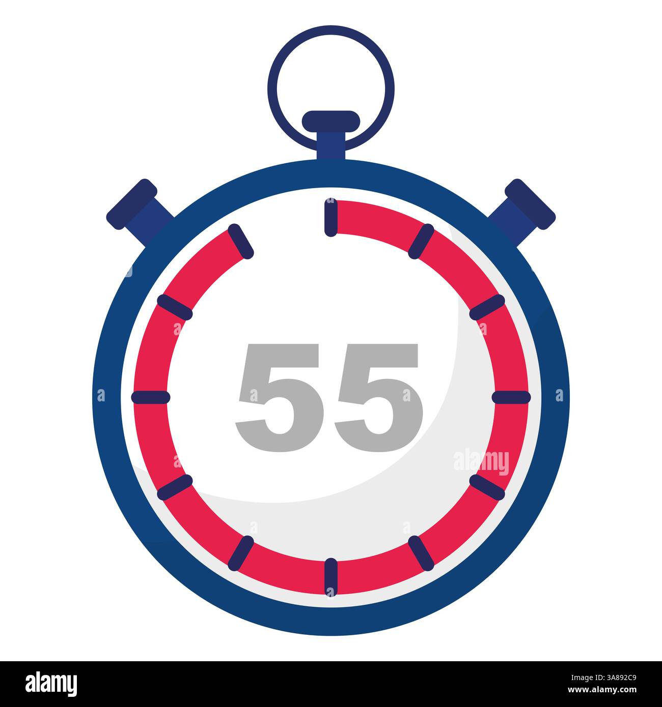 Stopwatch countdown icon. Number fifty five. Timer measurement tool ...