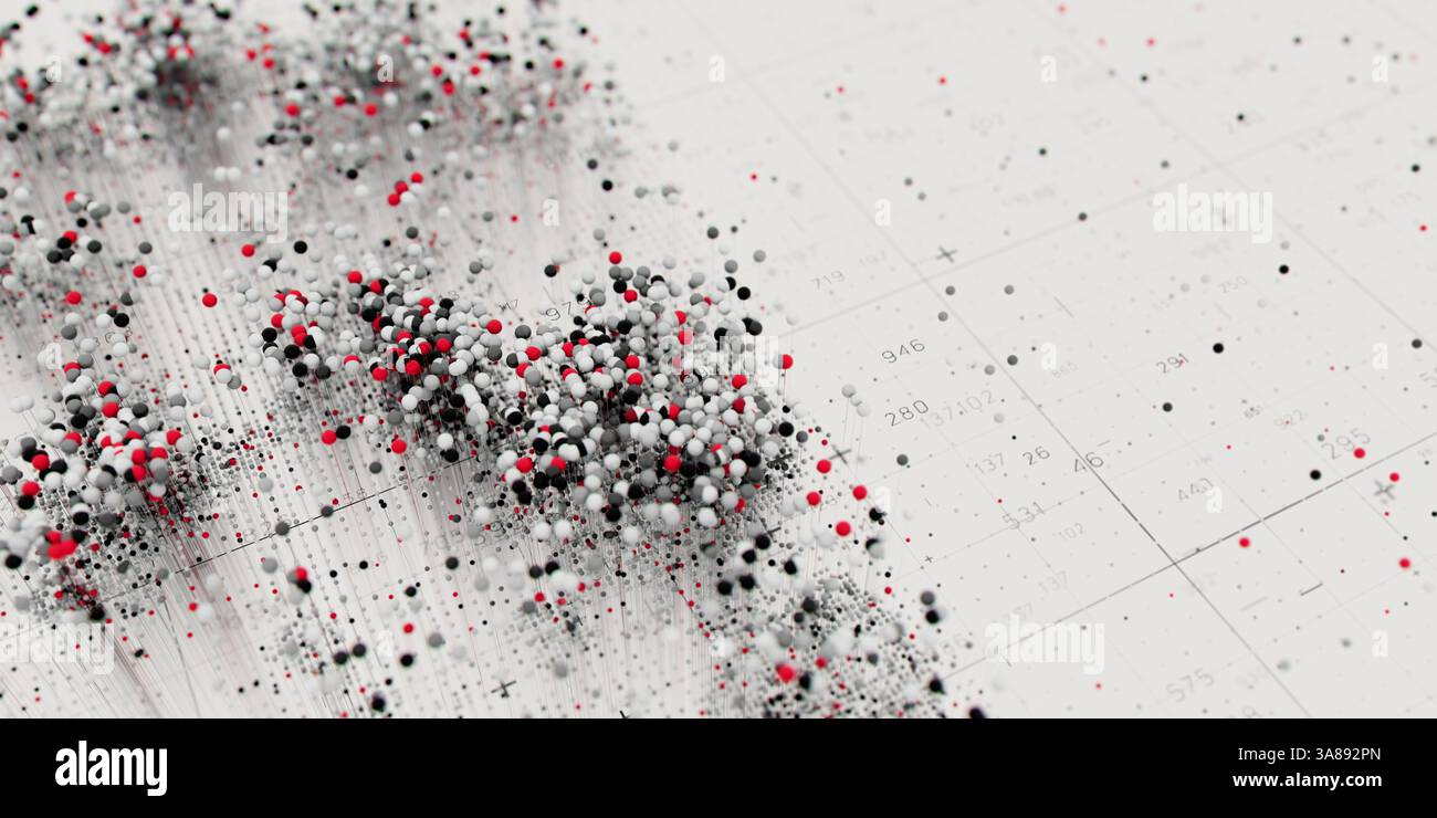 Abstract data clusters visualization. AI technology neural patterns. Digital information ...
