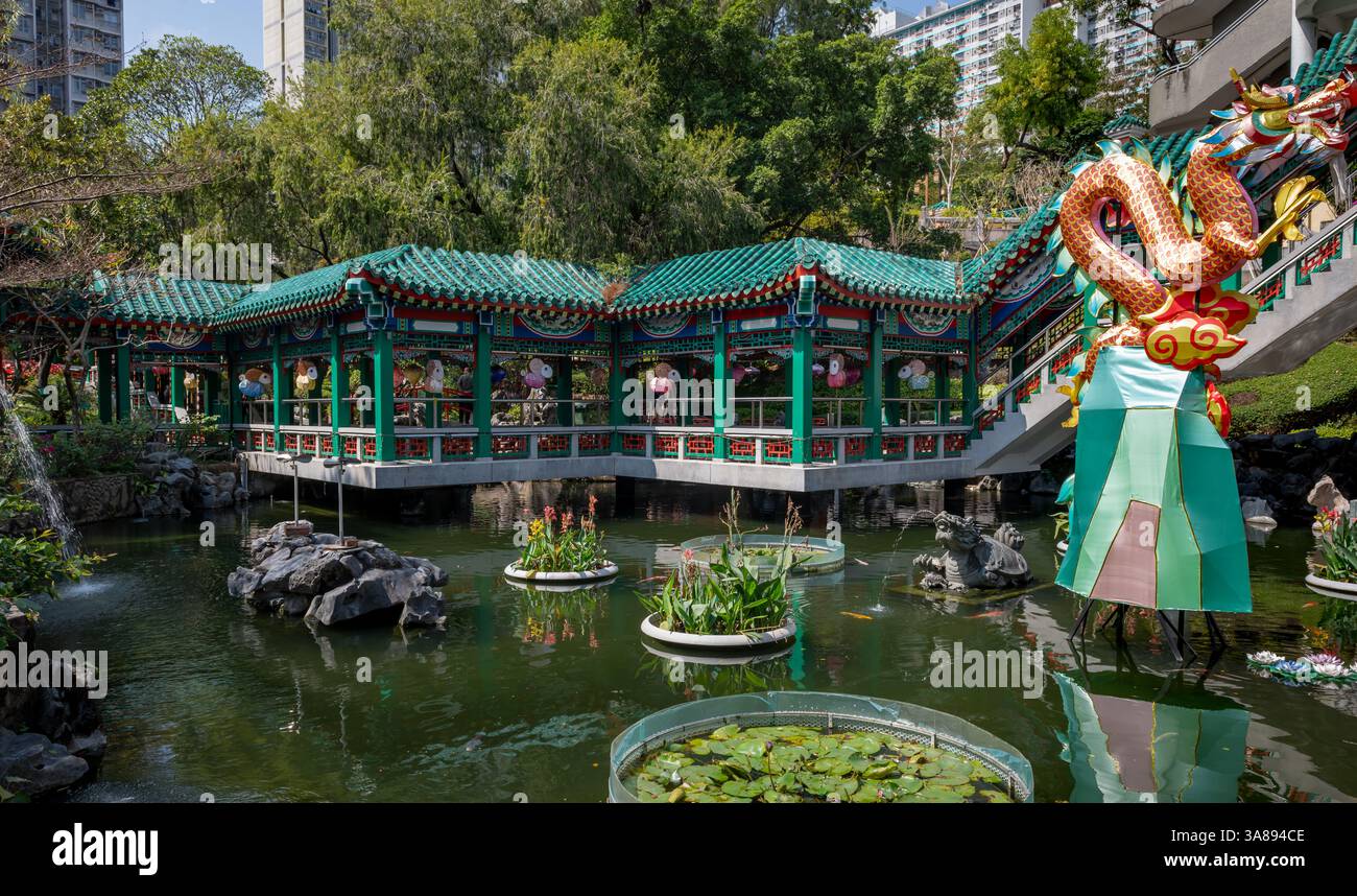 Hong Kong. China- 02.24.2025. Interior view of Good Wish Garden in Sik ...