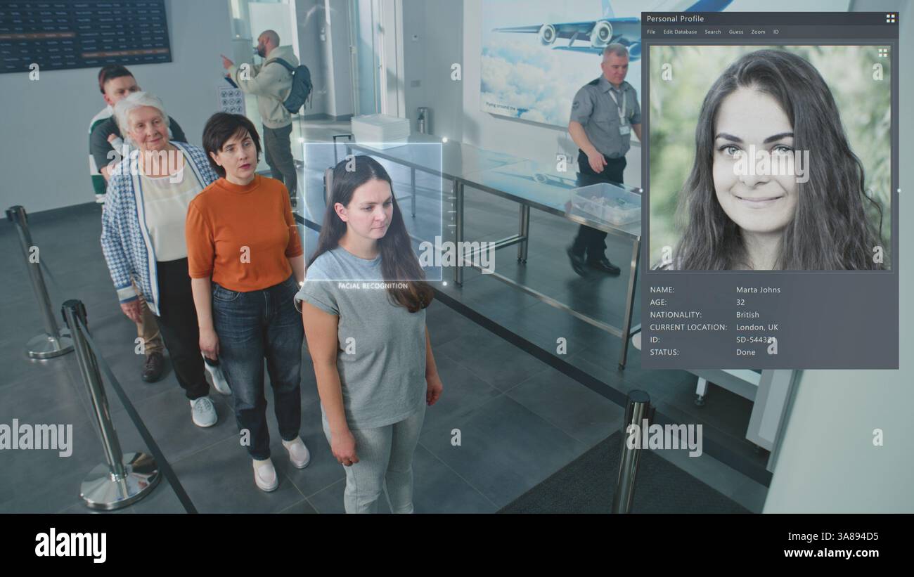 Airport Security Checkpoint: Queue of Multiethnic People Passing ...