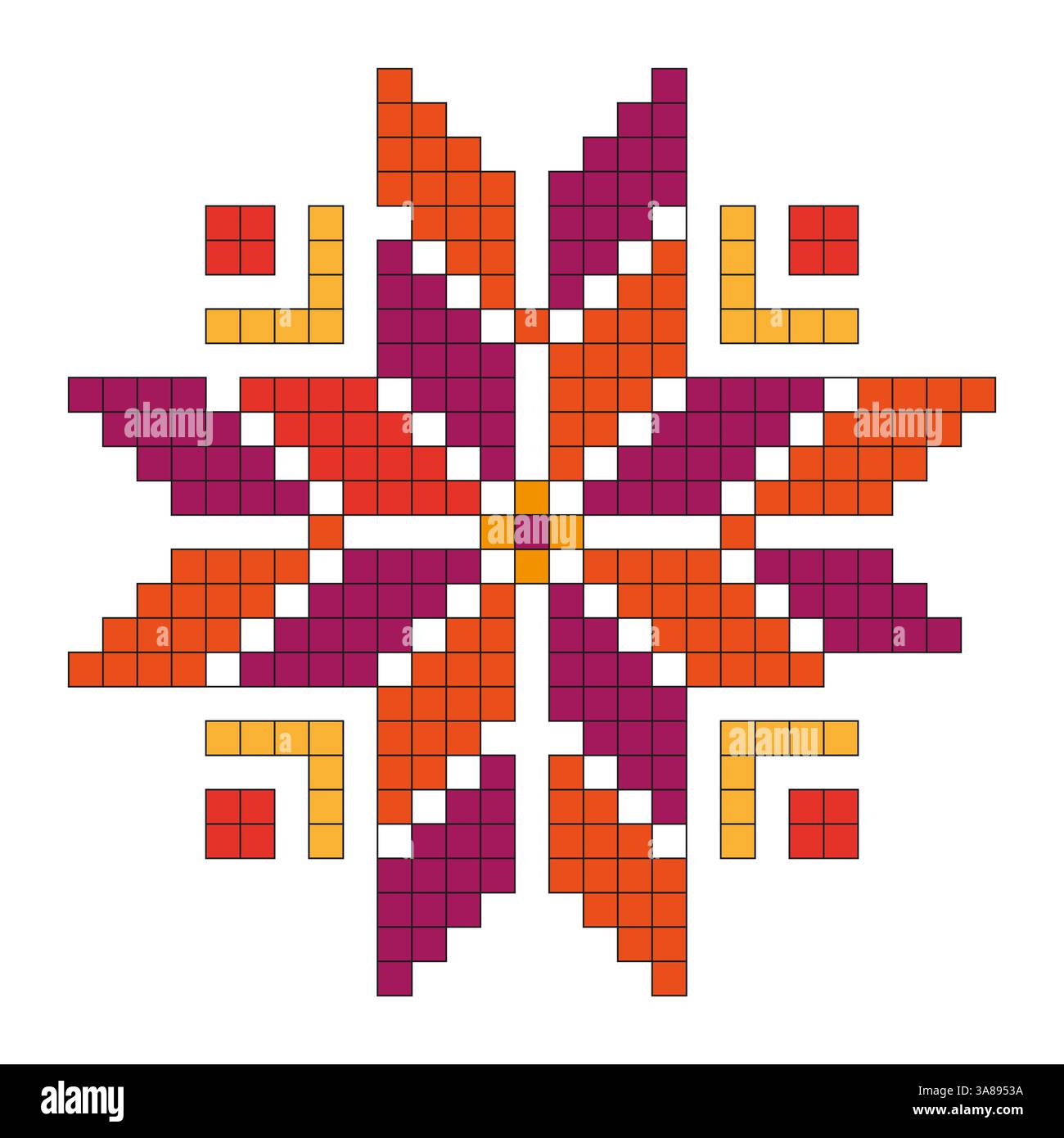 Pixel embroidery design. Traditional textile pattern. Geometric folk ...