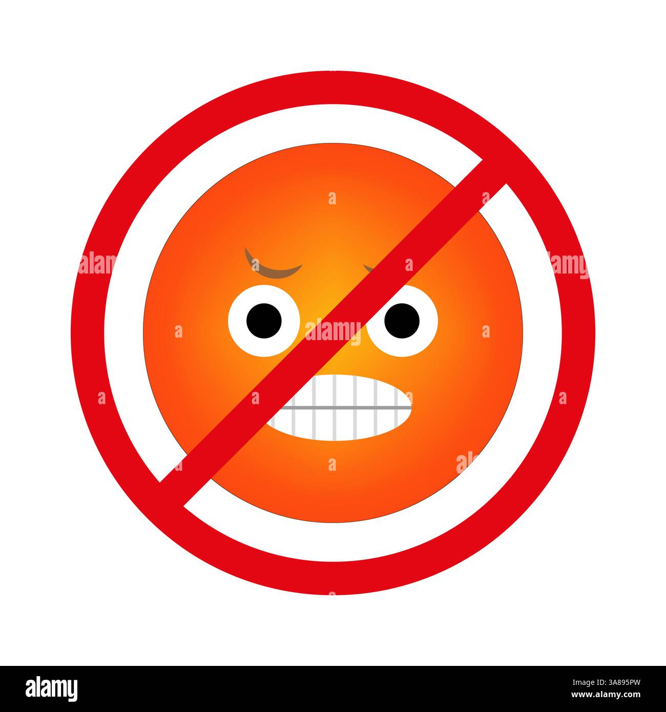 No emoji symbol. Angry face icon. Prohibited sign graphic. Vector ...