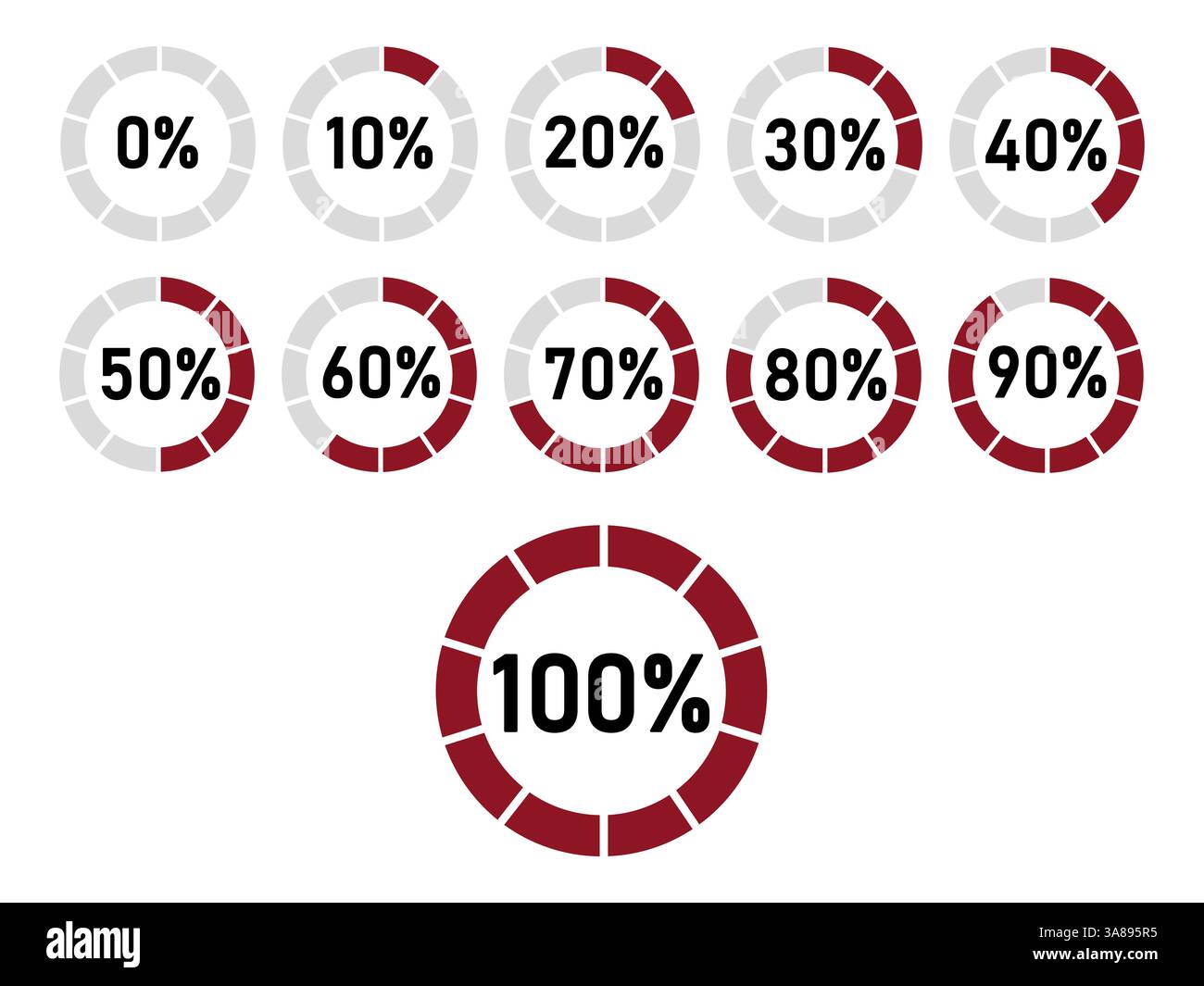 Percentage chart. Circular progress. Data visualization. Percent value display Stock Vector ...