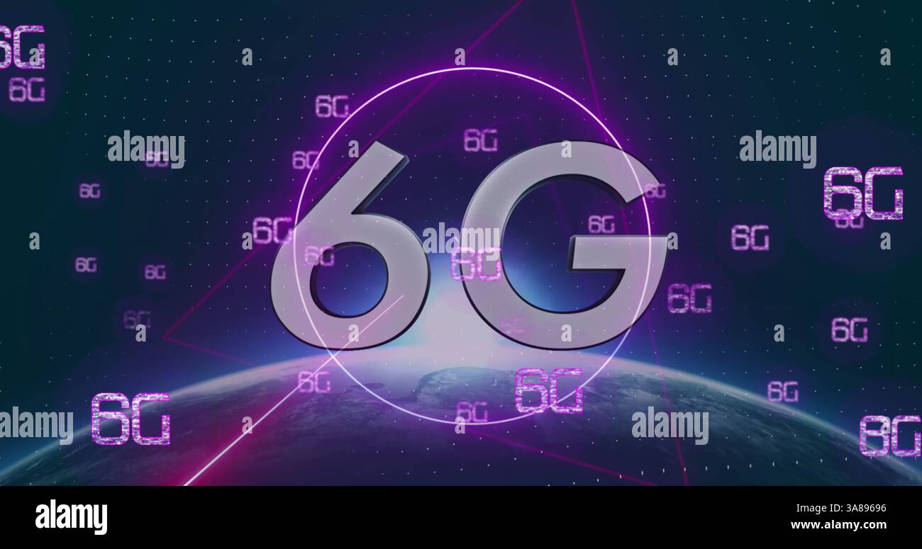 Image of network of connections with 6g text over globe Stock Photo - Alamy