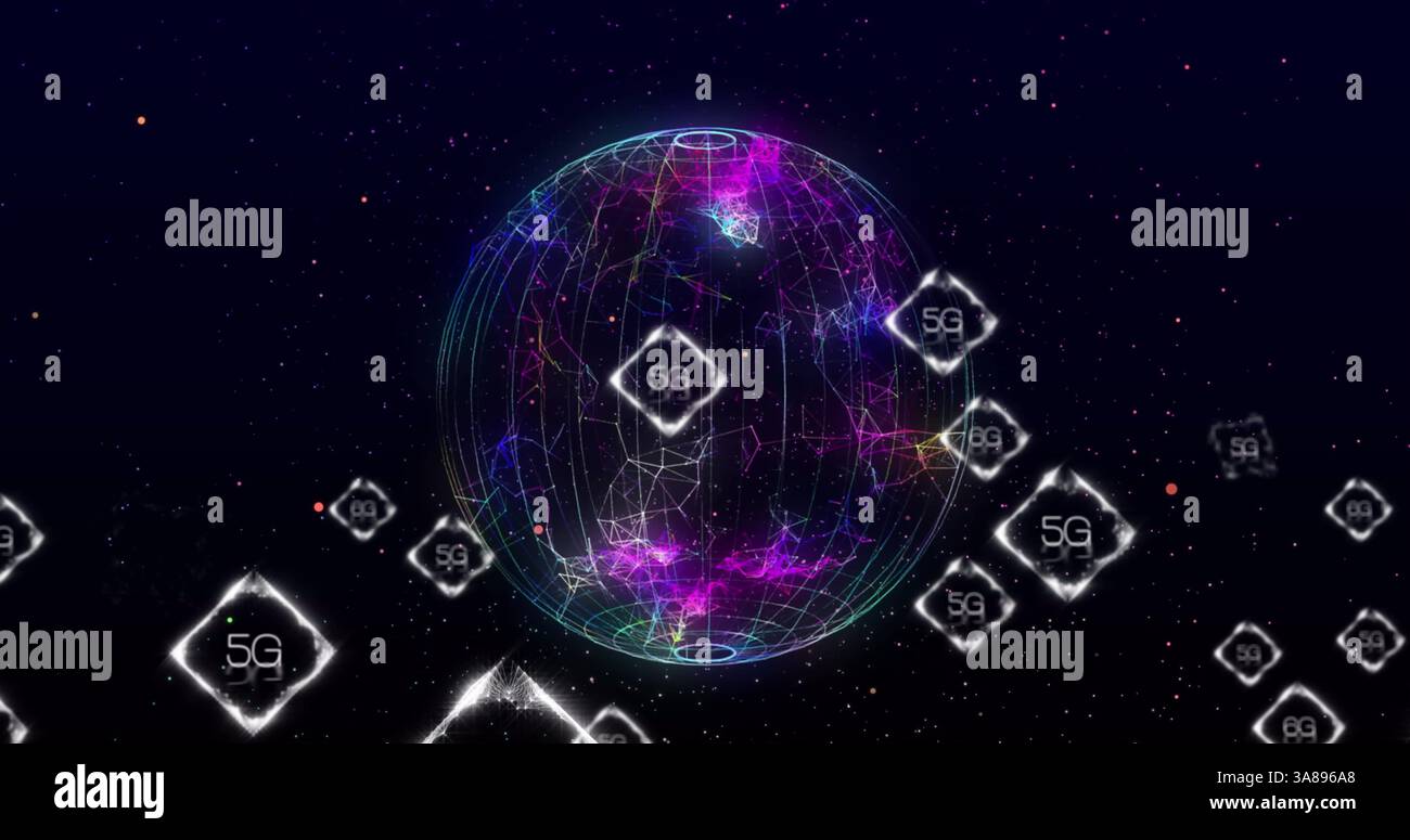 Image of network of connections with 6g text over globe Stock Photo - Alamy