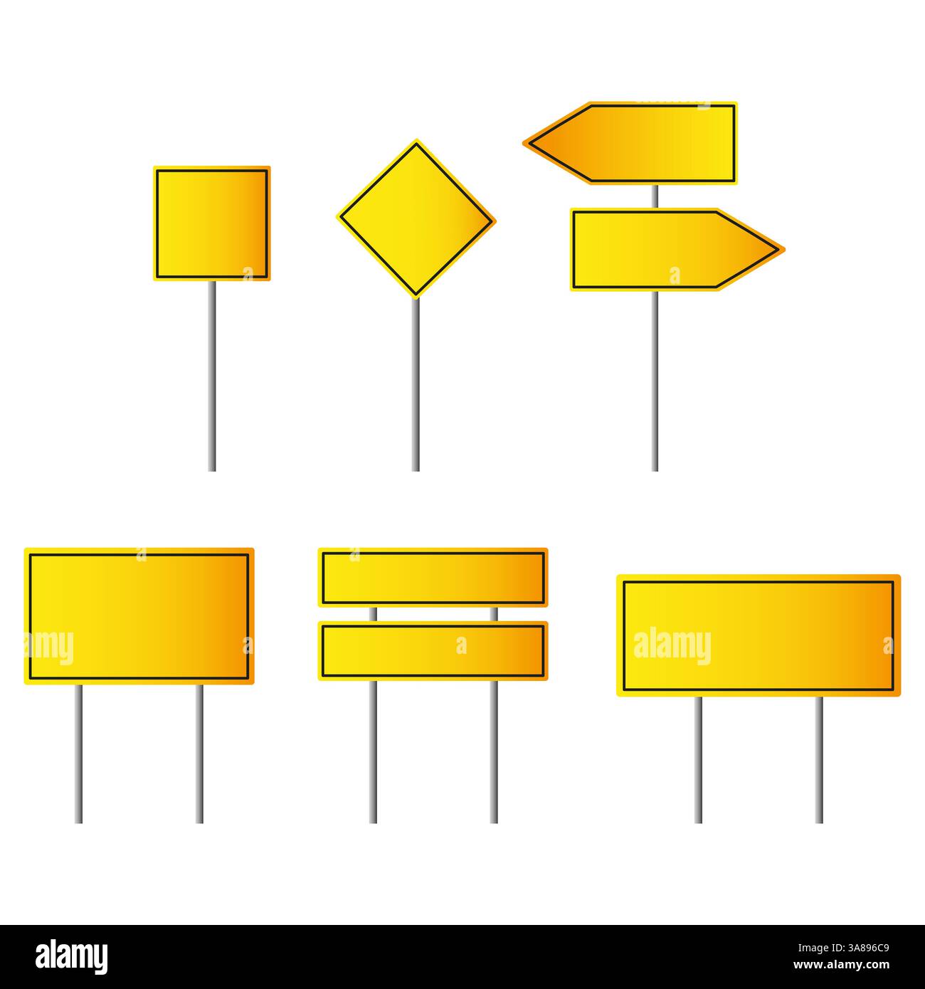 Yellow road signs. Blank traffic symbols. Minimal arrow designs. Vector ...