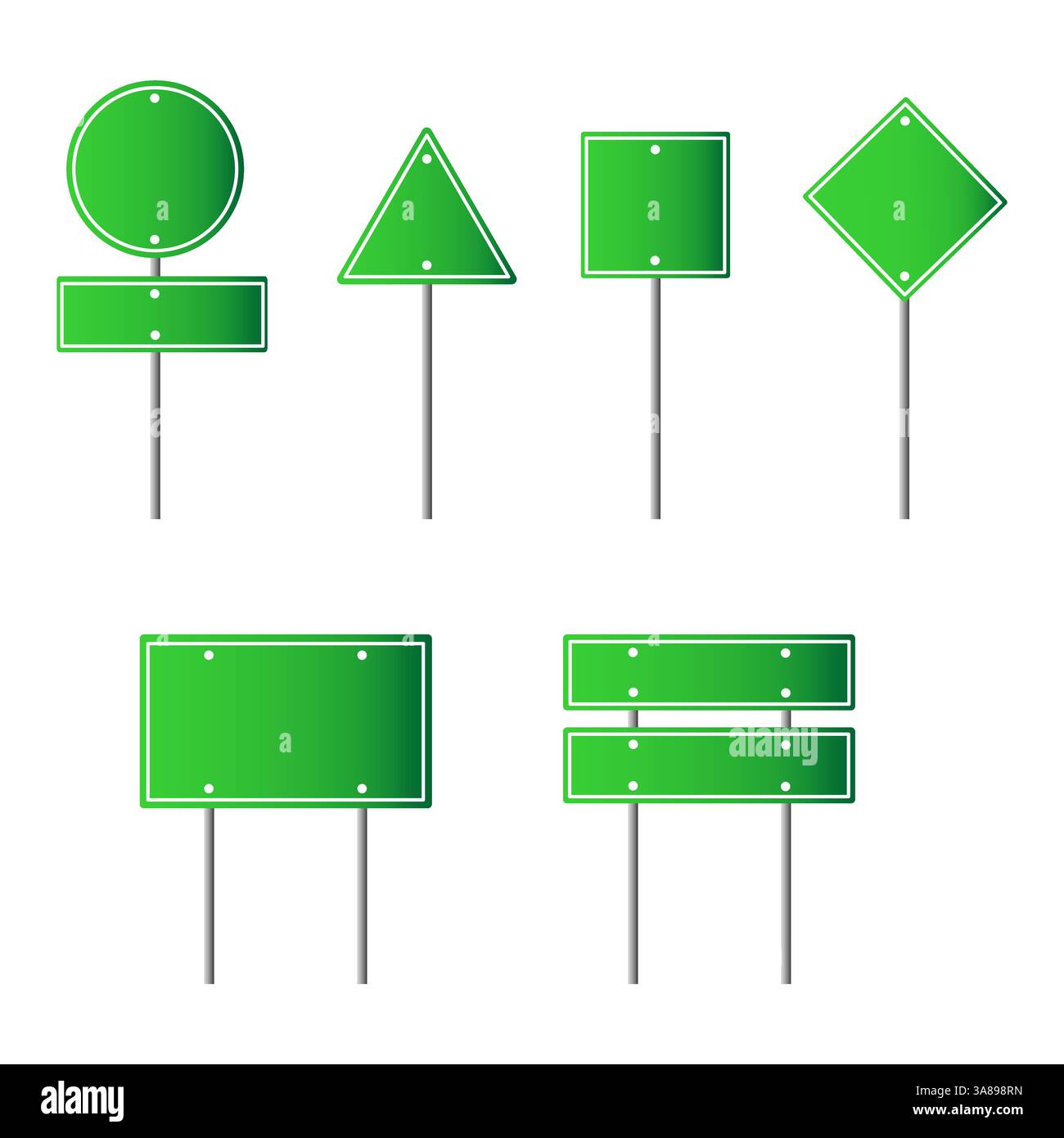 Green road signs. Blank traffic boards. Minimal street symbols. Vector illustration Stock Vector ...