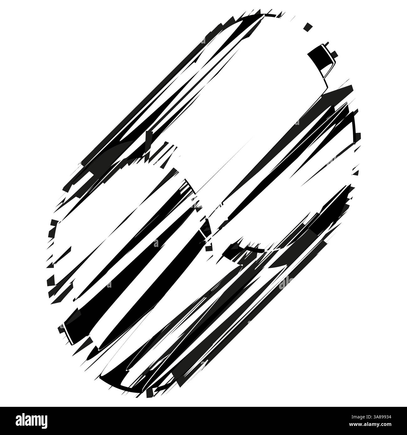 Dynamic shape illustration. Abstract distorted form. Bold textured ...