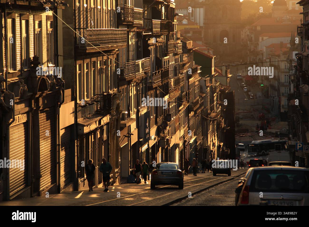 street in Porto at golden hour Stock Photo - Alamy