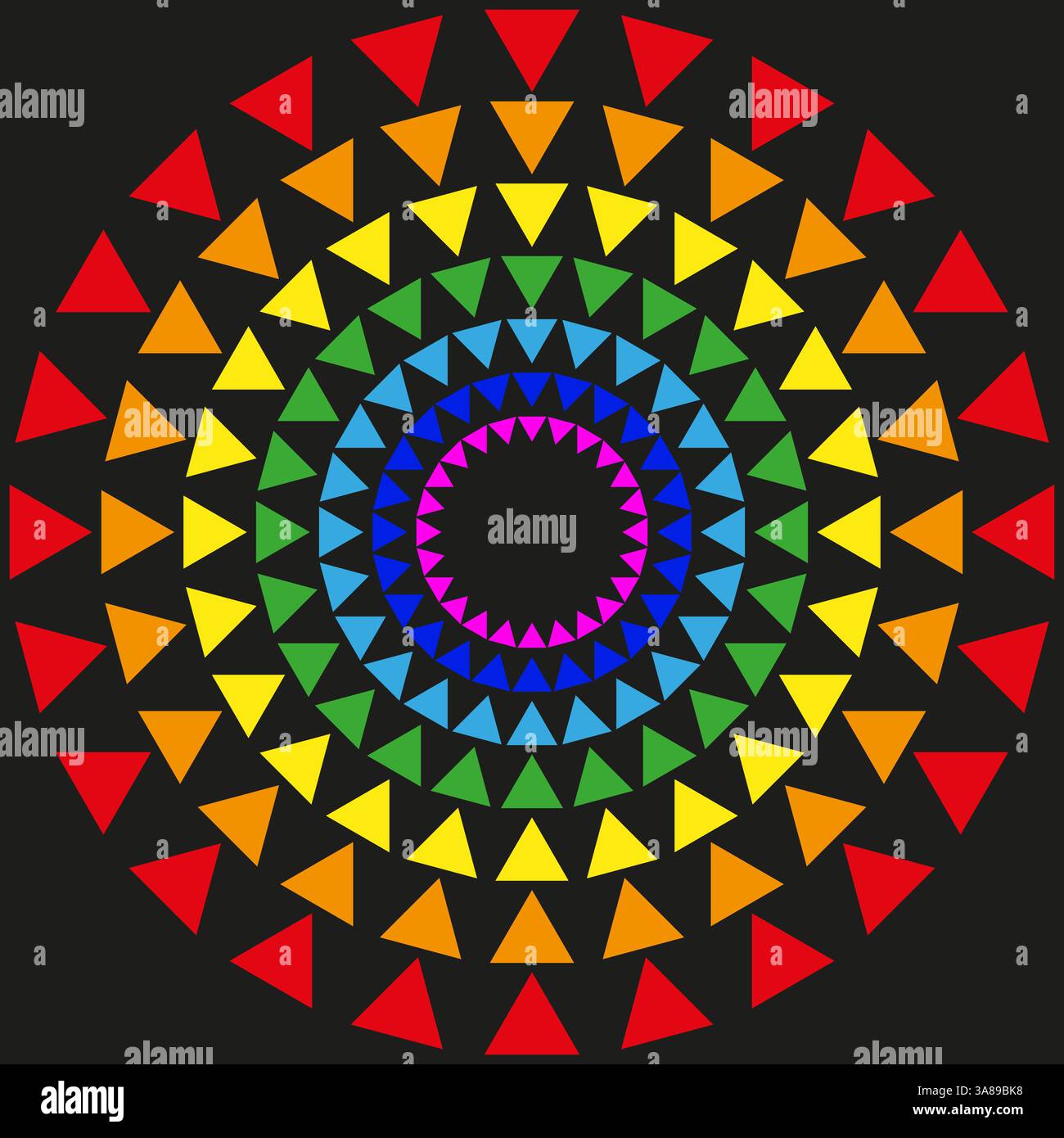 Colorful Radial Pattern Bright Triangular Shapes Geometric Vector Design Black Background