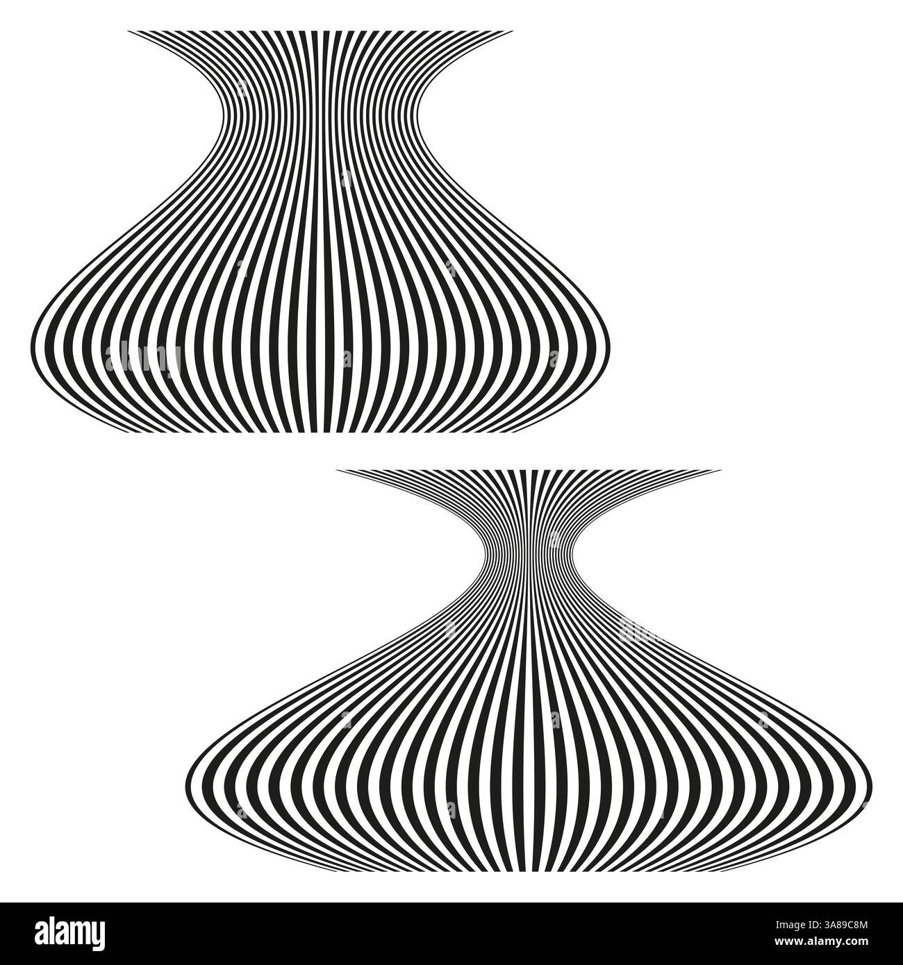 Vase line pattern. Curved stripe texture. Optical flow shape. Vector ...