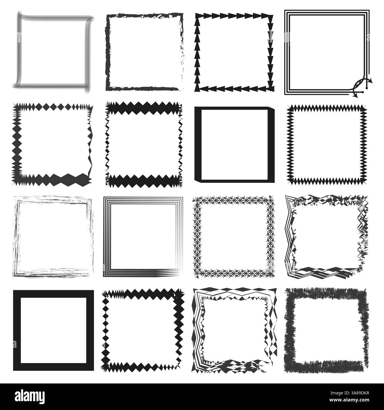 Decorative square frames. Various bold patterns. Black and white vector ...