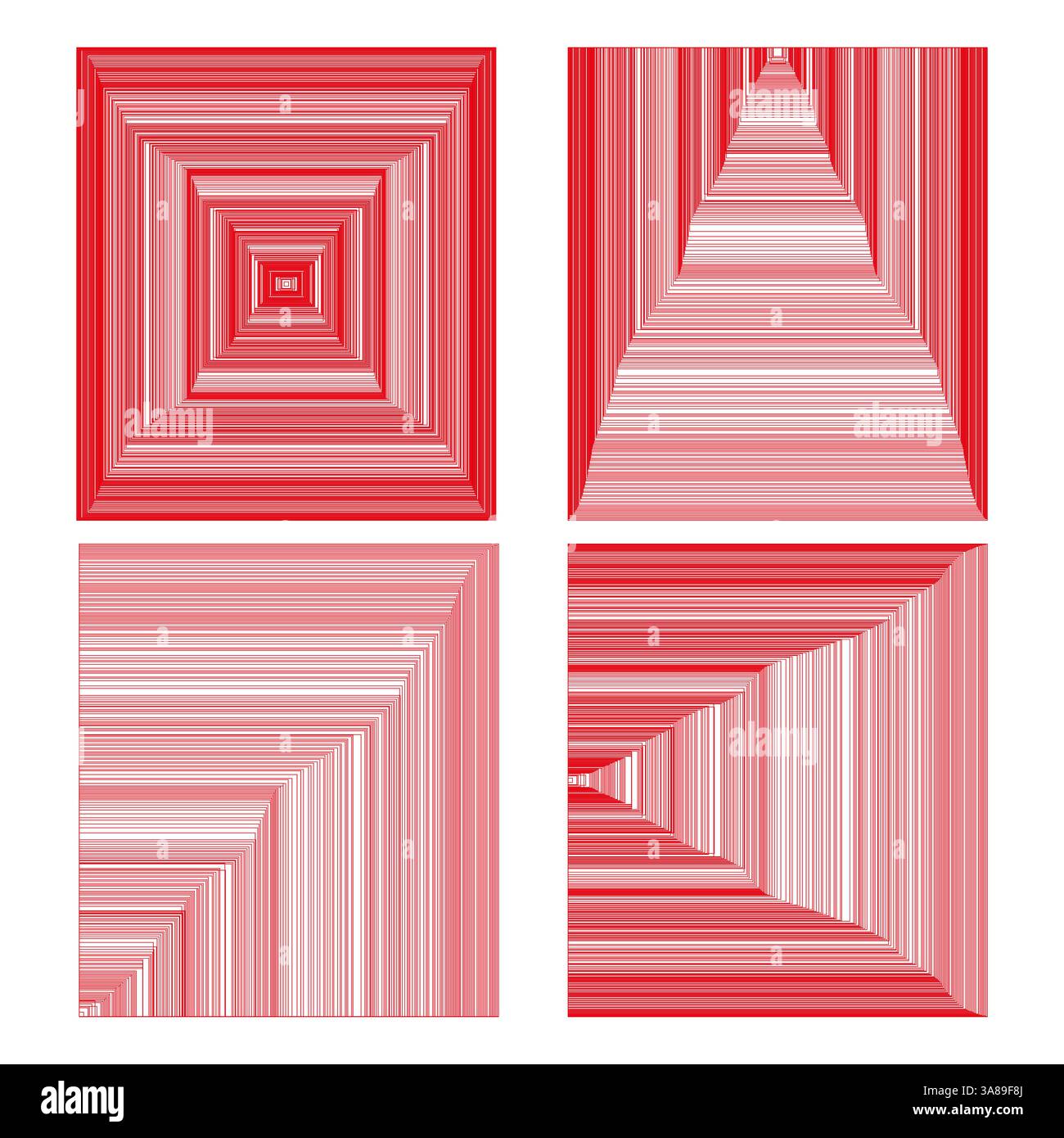Striped geometric shapes. Red gradient composition. Abstract pattern ...
