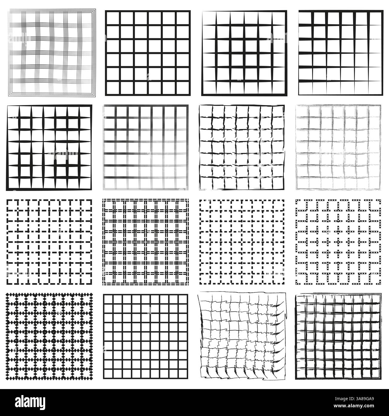 Grid pattern icons. Black and white squares. Geometric vector designs. Abstract structured ...